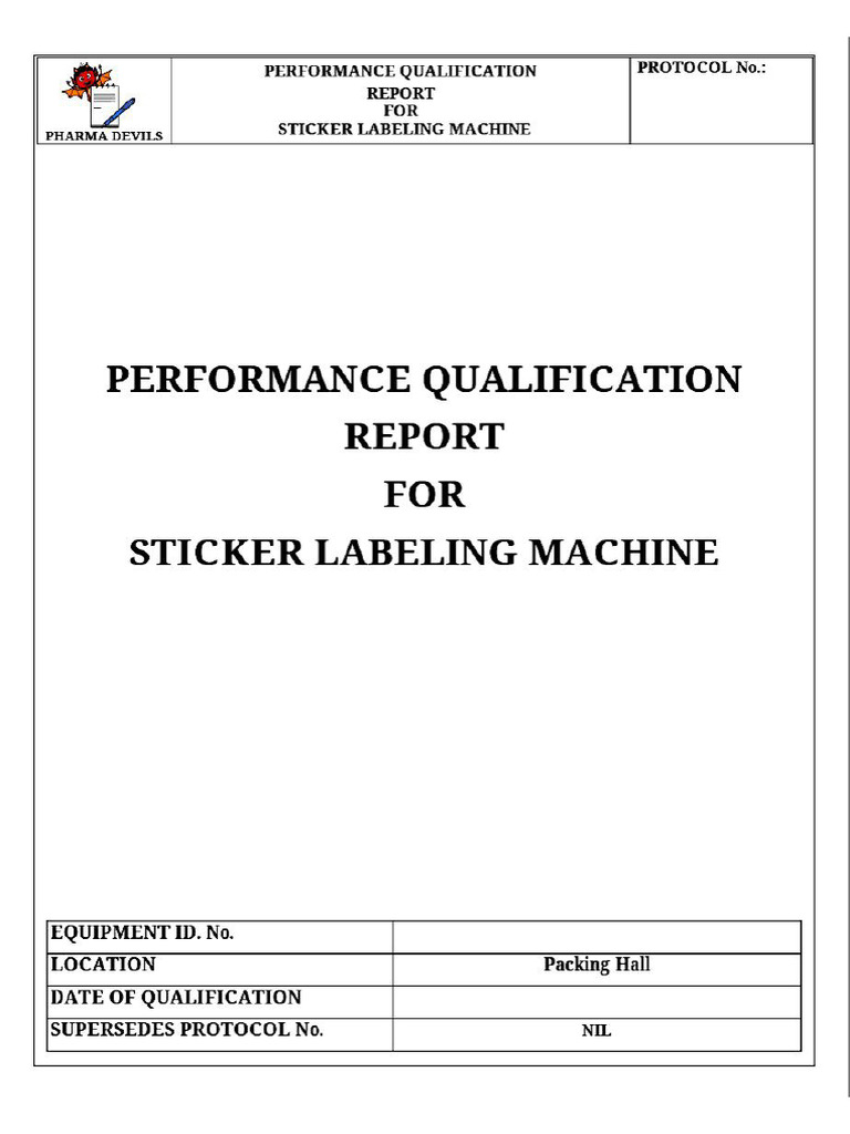 PQ Report For Sticker Labelling Machine - 1 | PDF