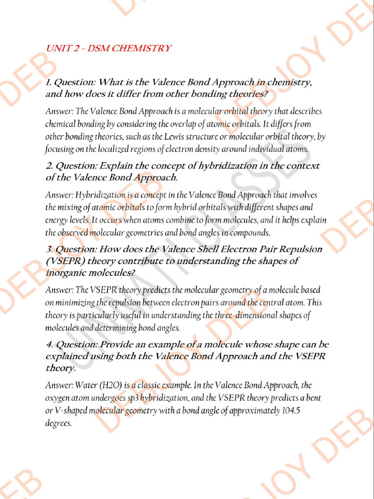 Unit 2 DSM Chemistry-By Debjoy Deb | PDF