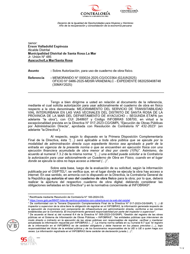 Oficio 008483 2025 Previ | PDF | Gobierno