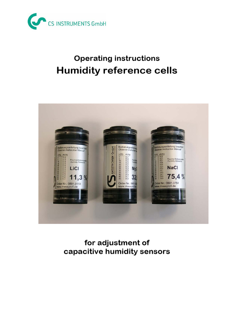 Humidity Reference Cells Instructions | PDF | Humidity | Applied And ...