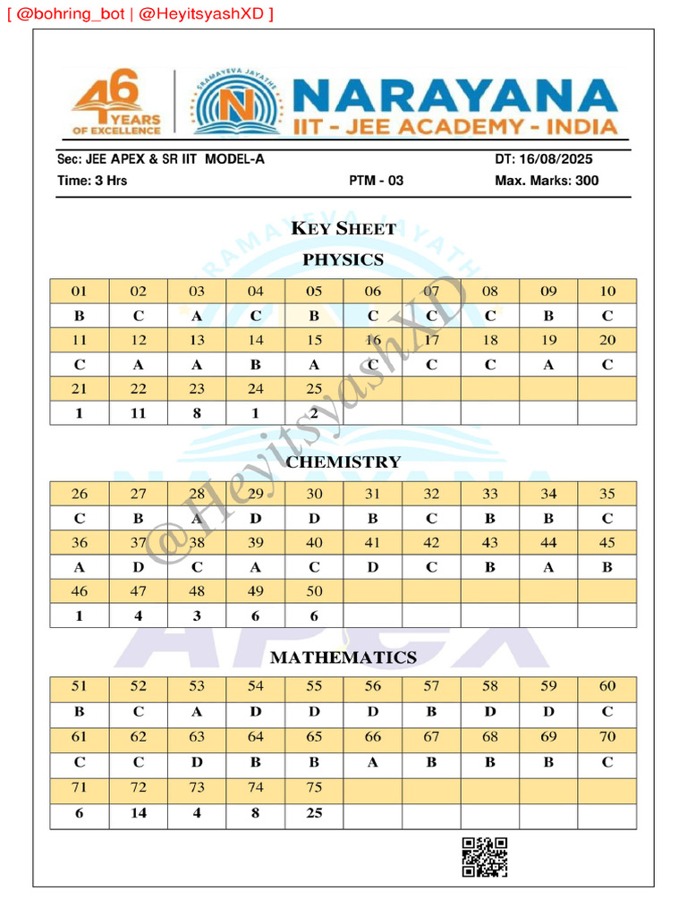 Narayana APEX PTM Question Paper | PDF