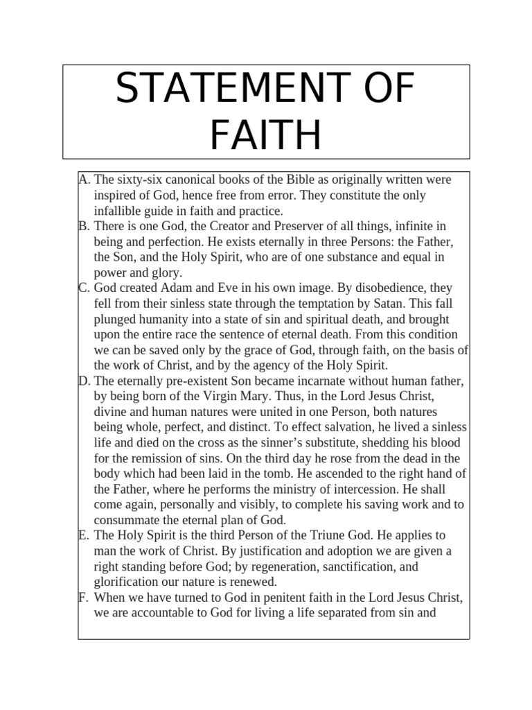 Statement of Faith | PDF