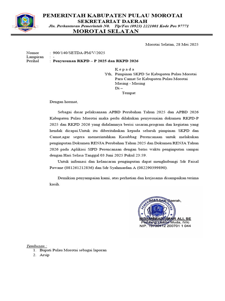 Penyusunan RKPD 2025 dan 2026 Morotai | PDF