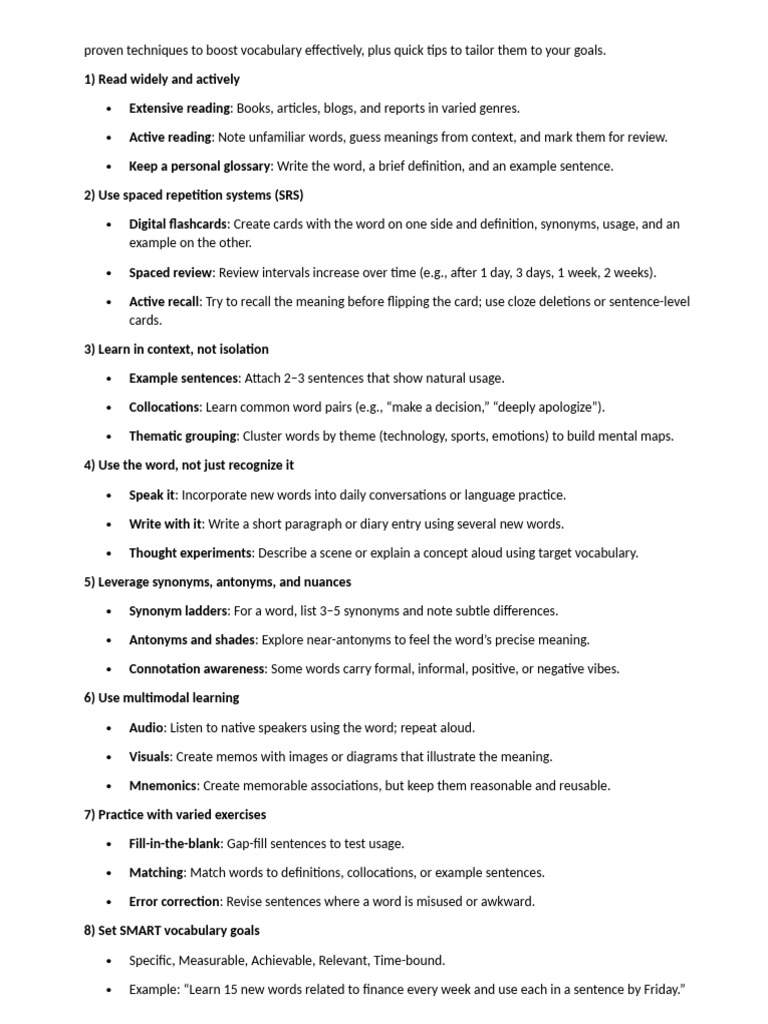 Proven Techniques To Boost Vocabulary Effectively | PDF | Vocabulary ...