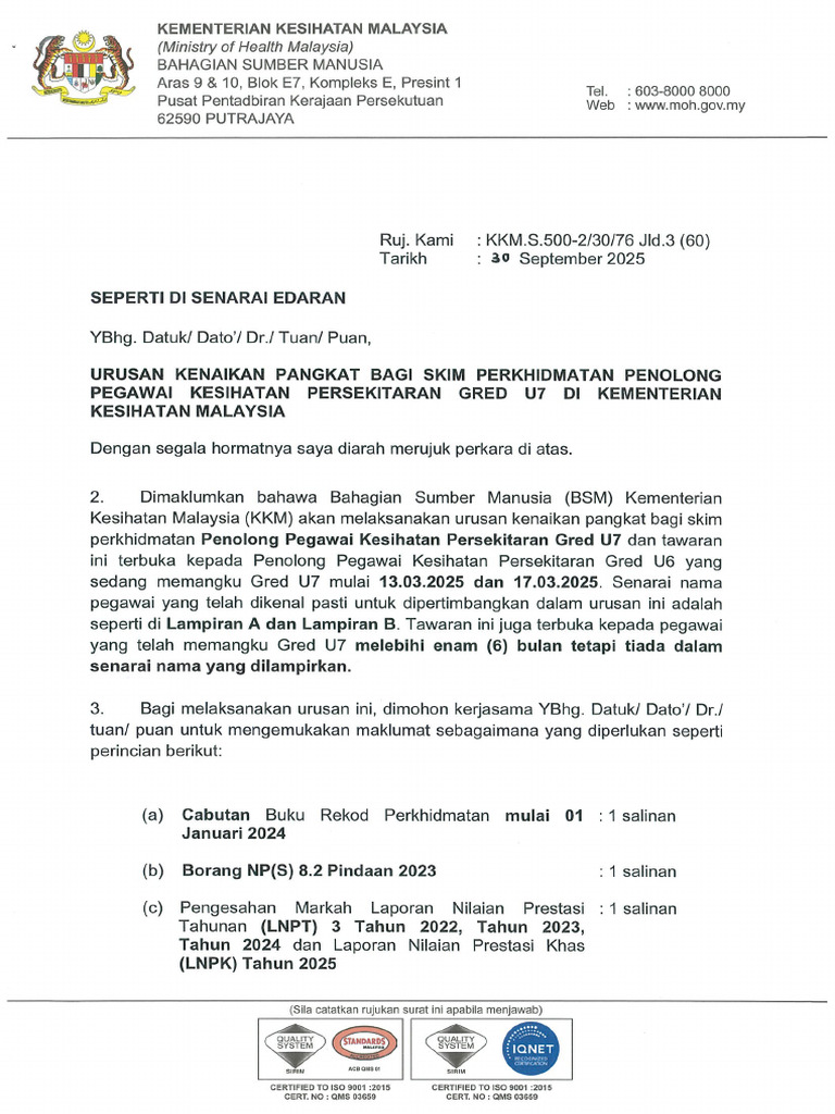 Iklan Kenaikan Pangkat PPKP Gred U7 | PDF