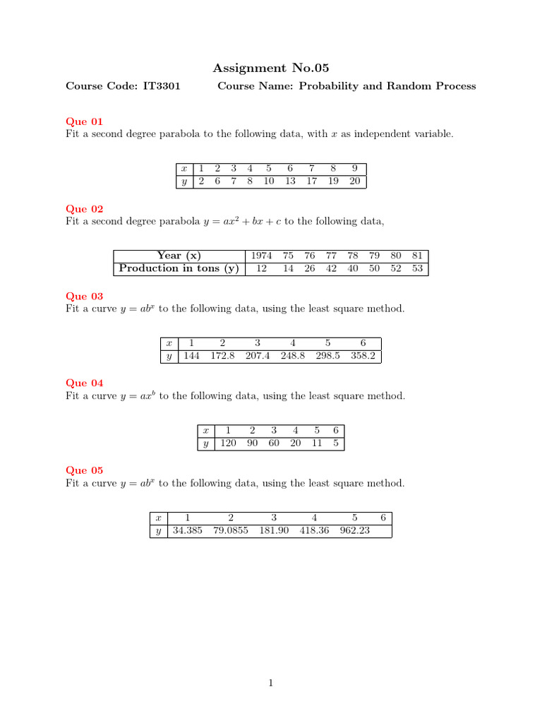 Assignment 5 Curve Fitting Part 2 | PDF