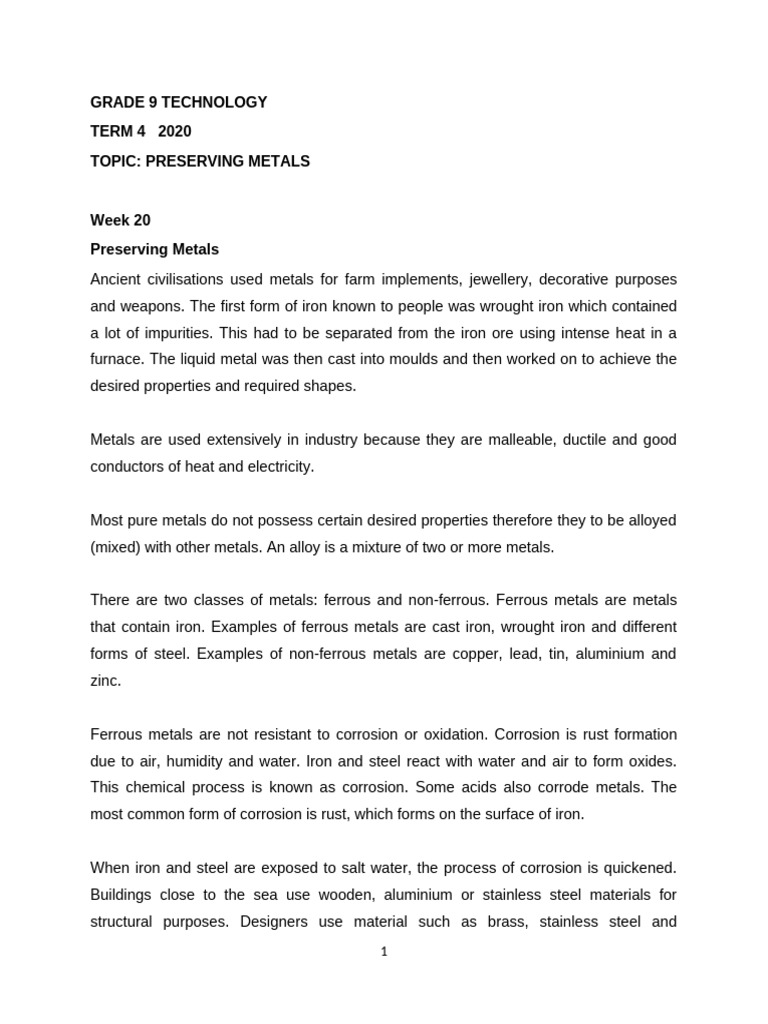 Methods for Preserving Metals | PDF | Metals | Corrosion