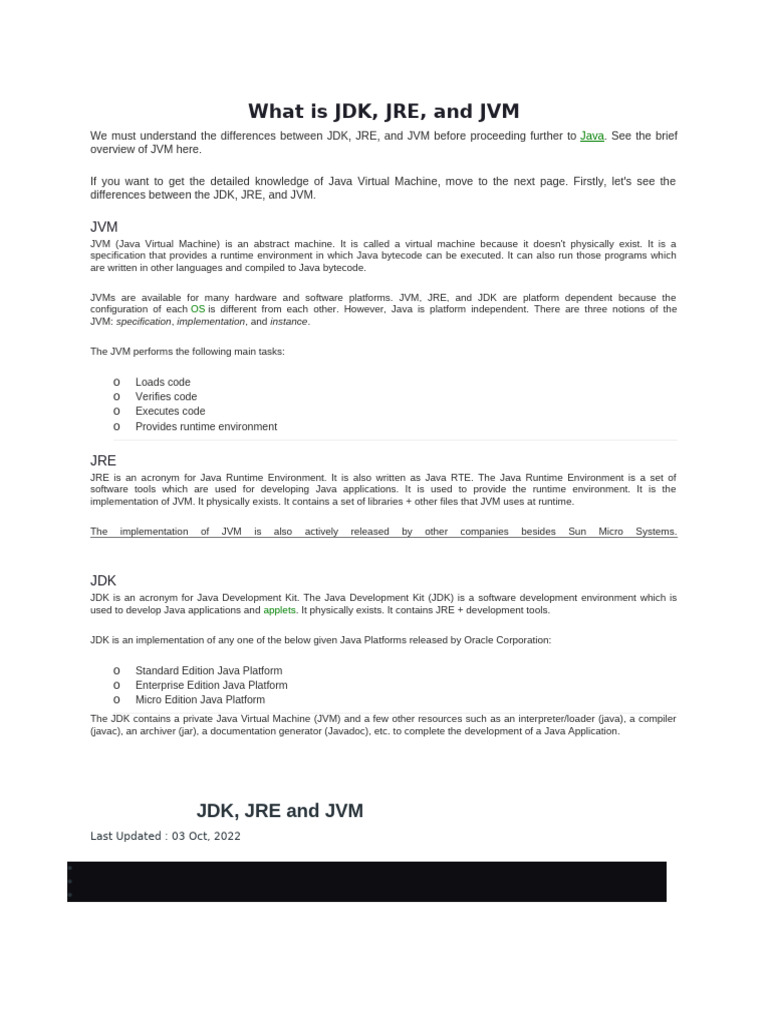 Understanding JDK, JRE, and JVM | PDF | Java Virtual Machine | Java ...