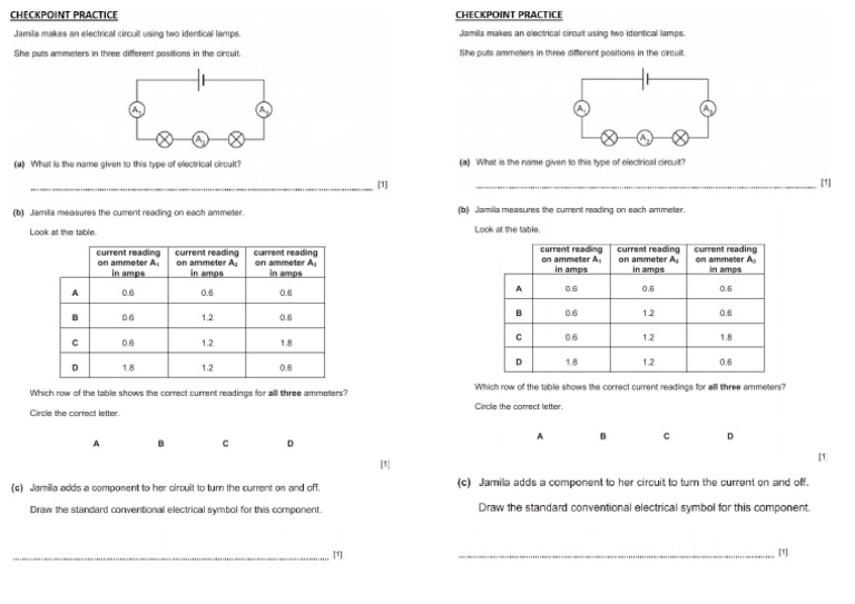 Checkpoint Syle Questions Chapter Electricity | PDF