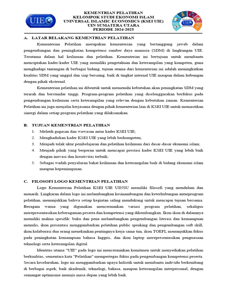 Kementerian Pelatihan KSEI UIE 2024-2025 | PDF