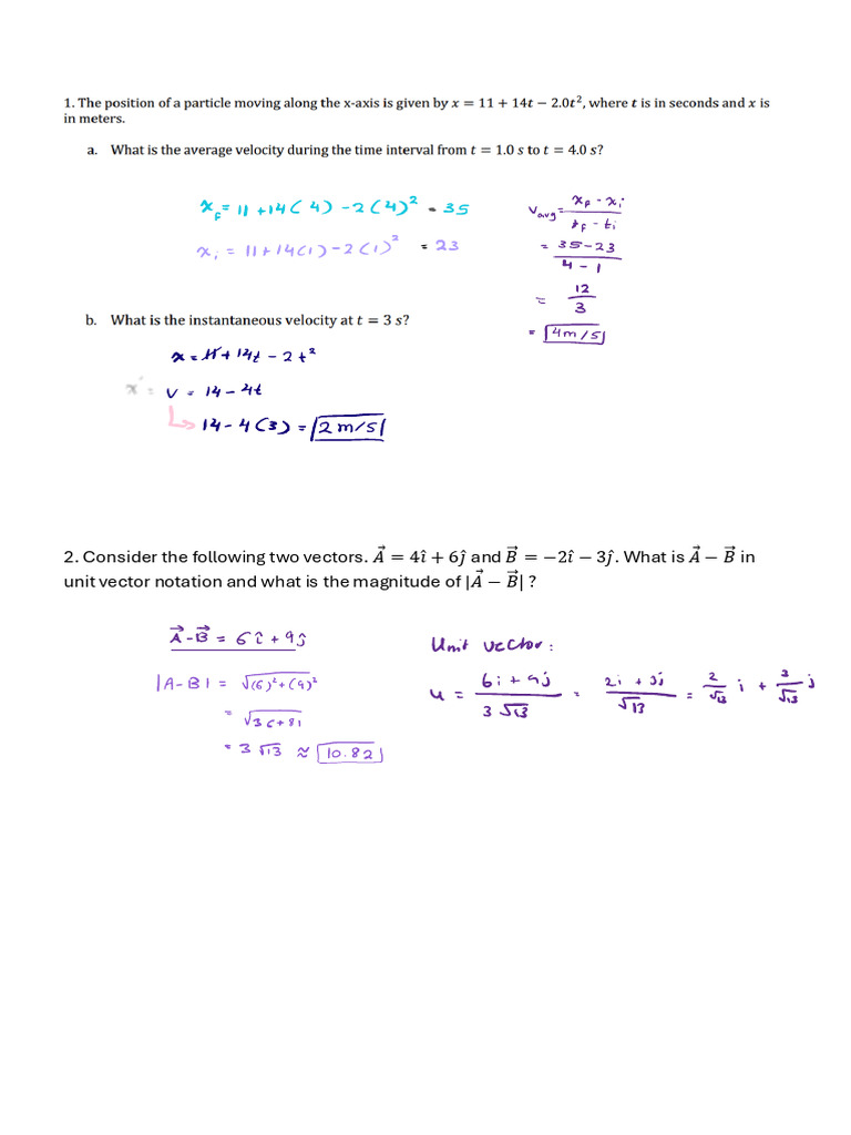 Vector Operations and Motion Analysis | PDF | Acceleration | Mechanical ...