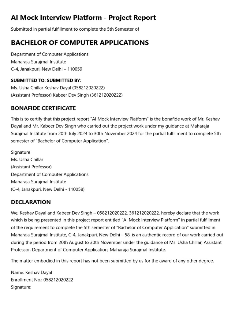 AI Mock Interview Platform Overview | PDF | Artificial Intelligence ...