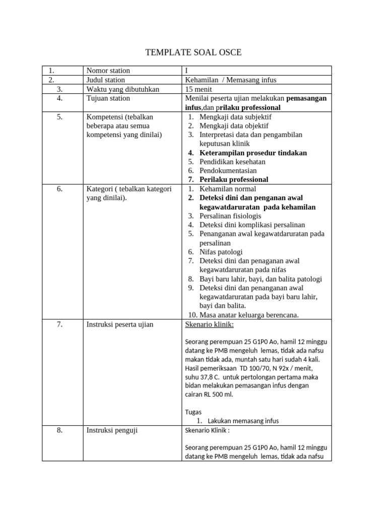 Panduan OSCE: Pemasangan Infus Kehamilan | PDF