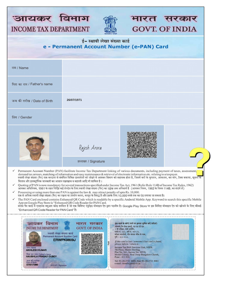 Rajesh Arora Pan Card - Unlocked | PDF