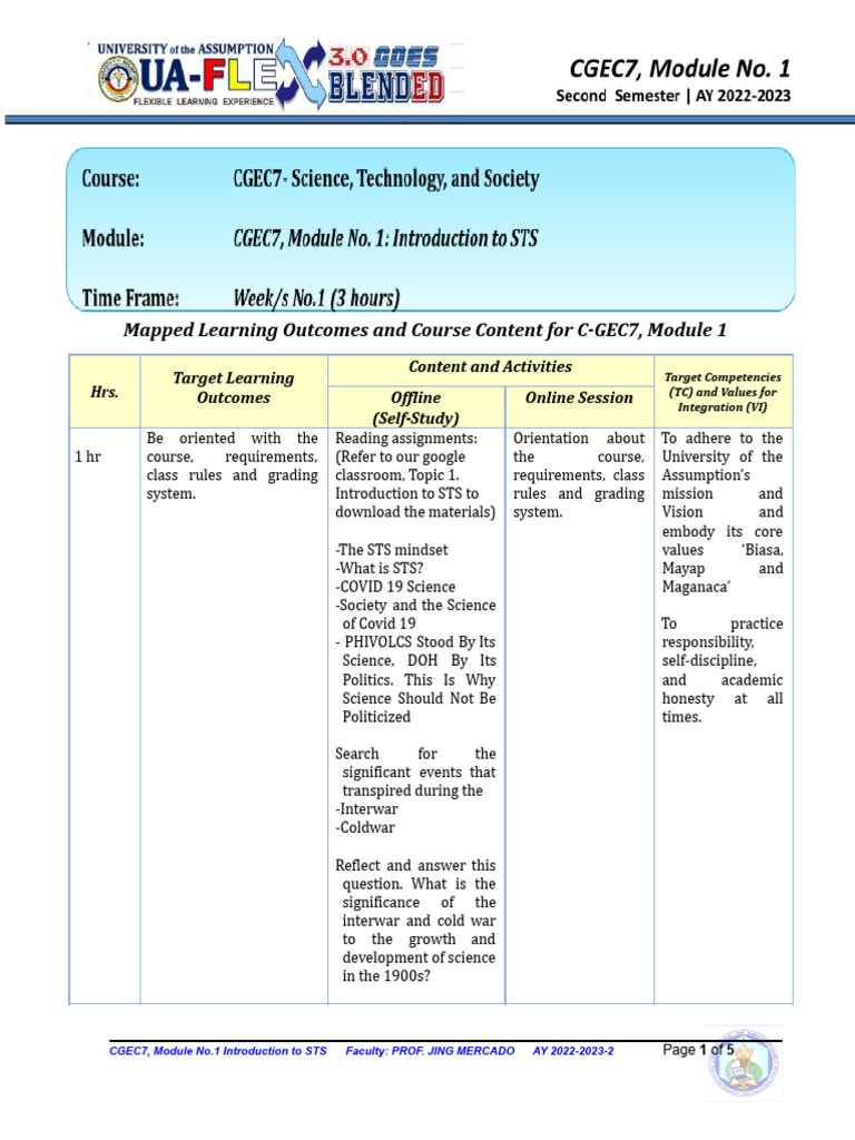 STS Module 1 (2022-2023-2) | PDF | Science | Academic Discipline Interactions