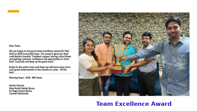 Team Excellence Award | PDF
