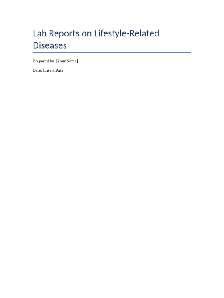 Lab Reports On Lifestyle Diseases | PDF | Hypertension | Fat
