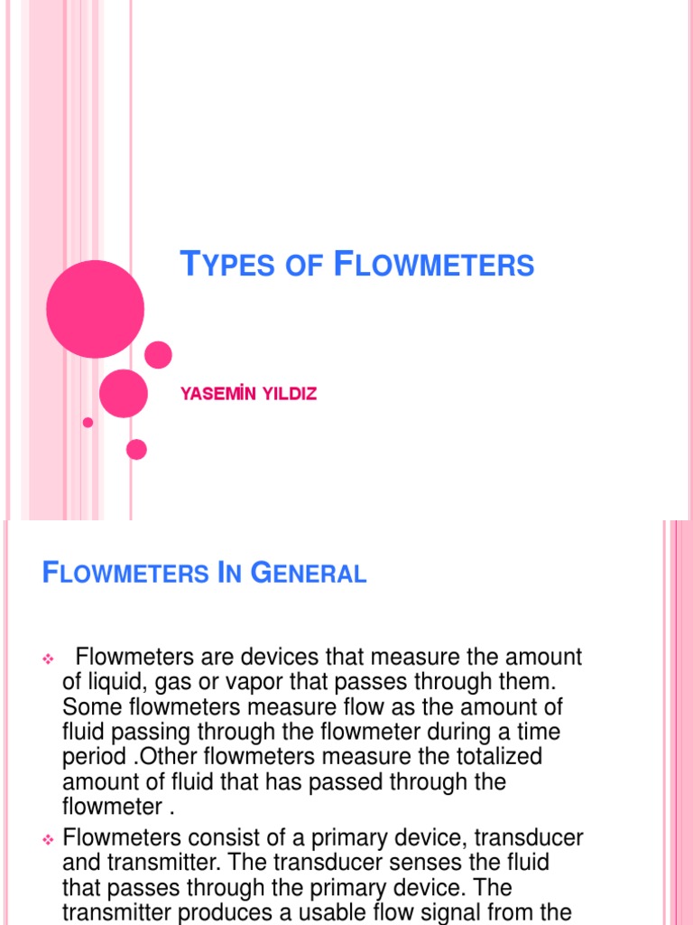 Types Of Flow Meters Flow Measurement Gases