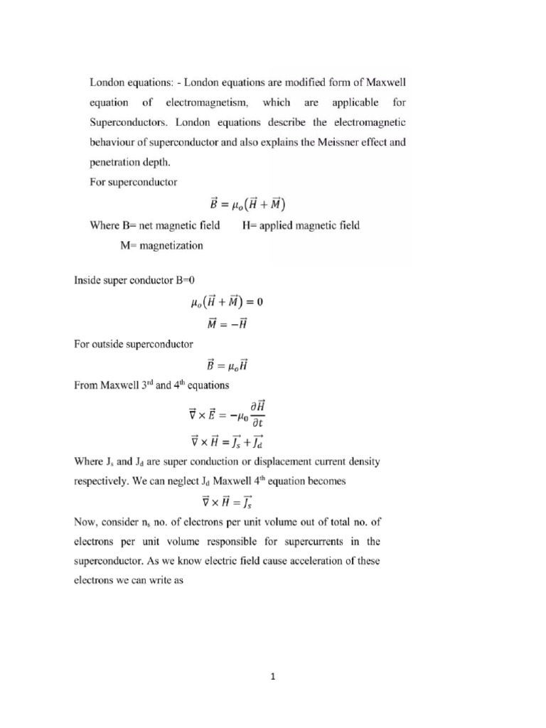 London Equations Derivation Explained | PDF