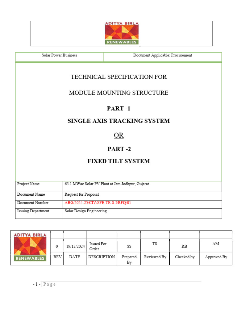 ABREL - RFP - Module Mounting Structure - 65.1MWac - Jam Jodhpur ...
