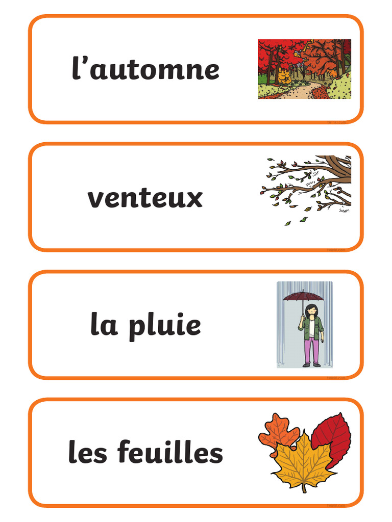 FR T M 274 Cartes de Vocabulaire Sur Lautomne French | PDF
