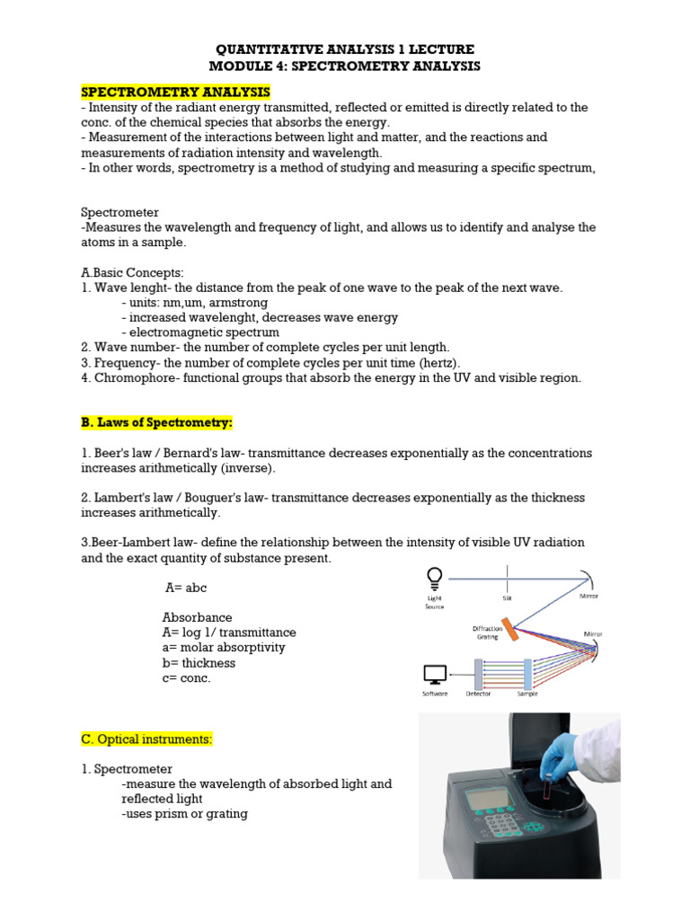 Spectrometry Analysis | PDF | Spectroscopy | Ultraviolet–Visible ...