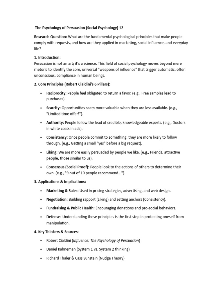 The Psychology of Persuasion (Social Psychology) 12 | PDF