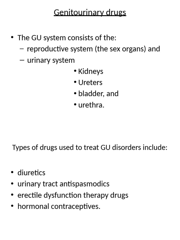 Overview of Genitourinary Drugs | PDF | Urinary Incontinence | Medical ...