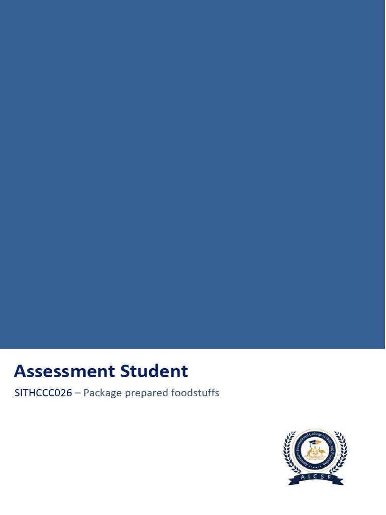 SITHCCC026 Food Packaging Assessment Guide | PDF | Food Safety