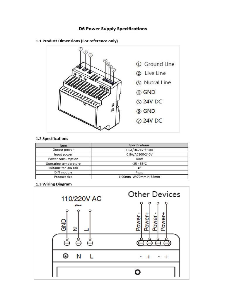 D6 Power Supply Specifications Guide | PDF