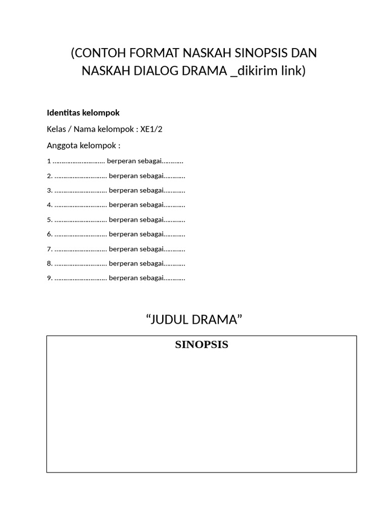 Contoh Format Naskah Sinopsis Dan Naskah Dialog Drama | PDF