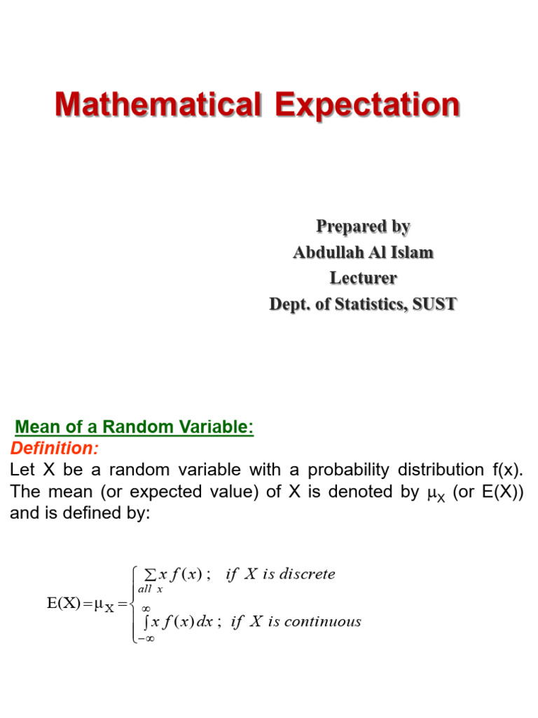 Understanding Mathematical Expectation | PDF | Variance | Expected Value