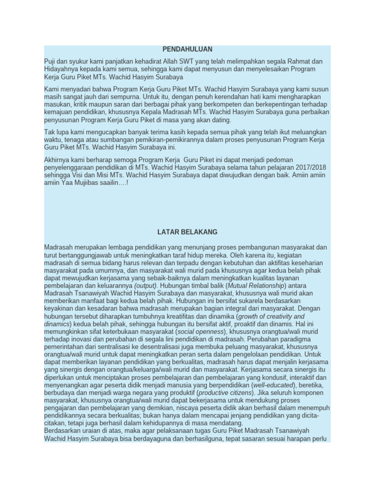 Contoh Proker Guru Piket | PDF