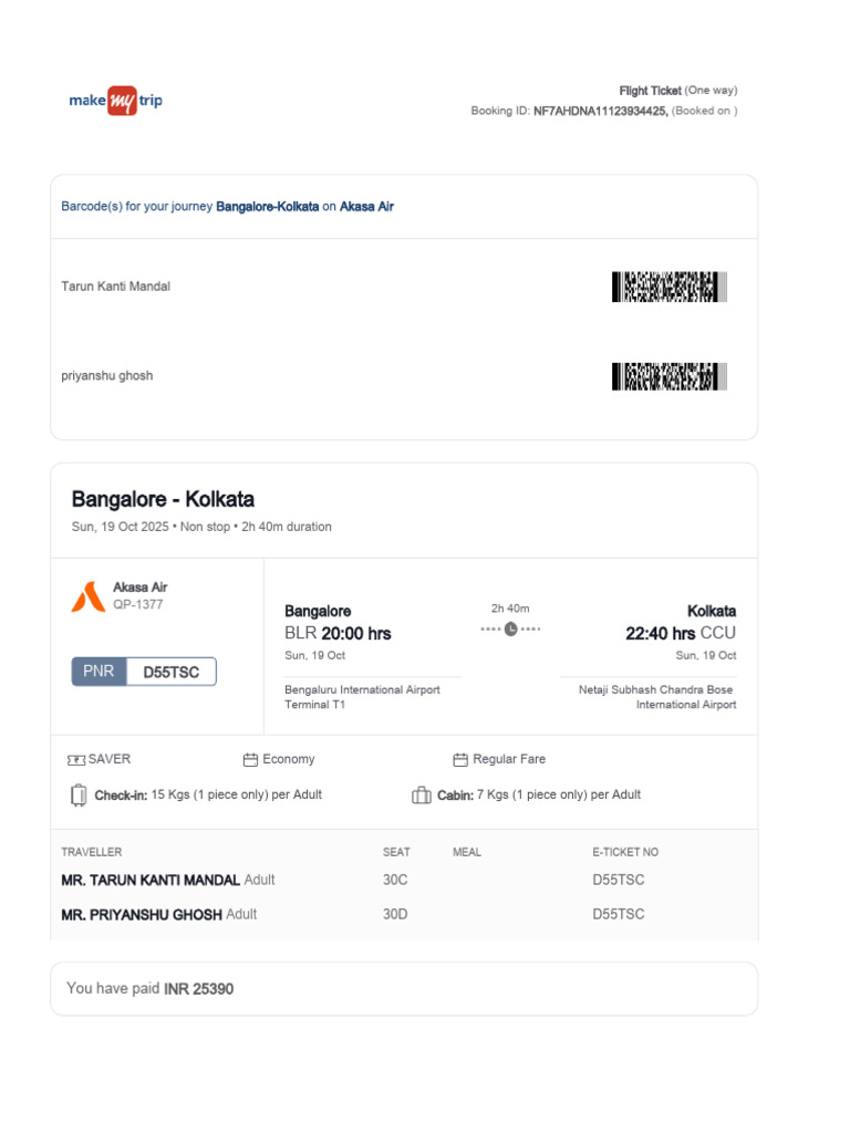 NF7AHDNA11123934425 ETicket | PDF | Aviation | Transport