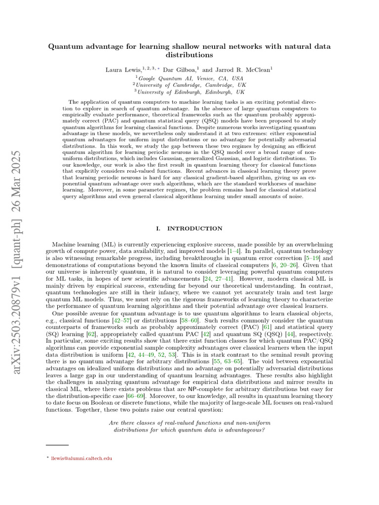 Lewis Et Al. - 2025 - Quantum Advantage For Learning Shallow Neural ...