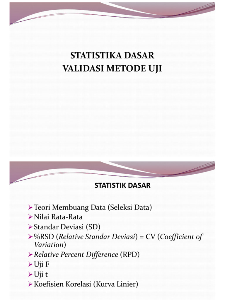 Metode Uji Statistik Dasar dan Validasi | PDF