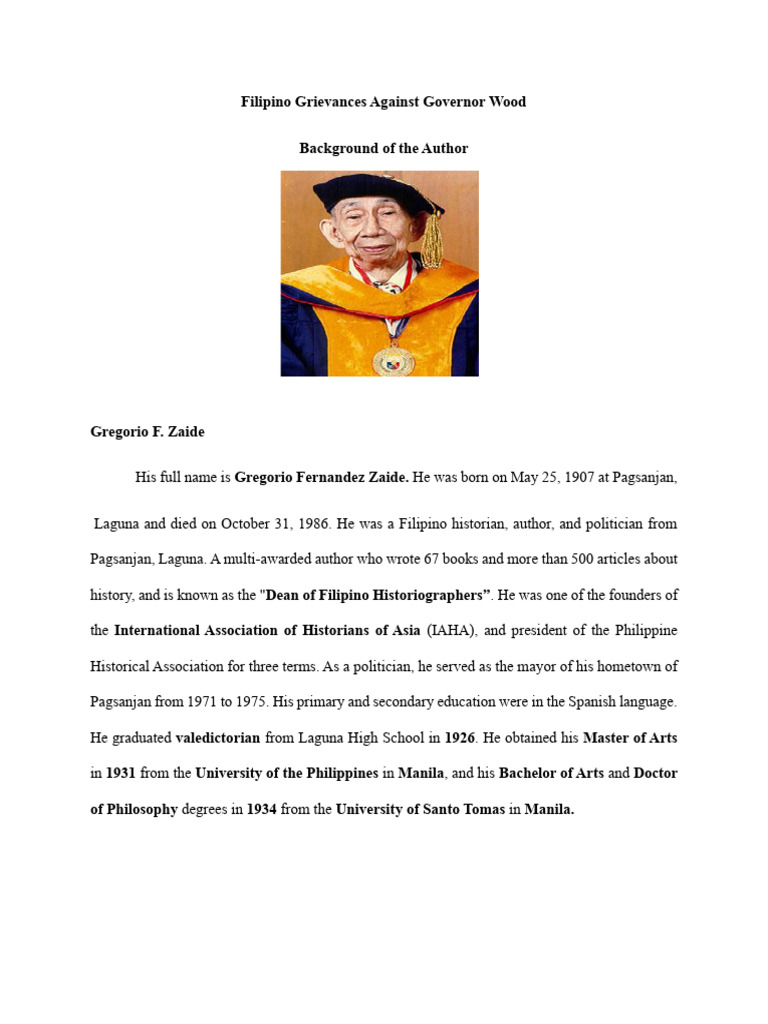 Filipino Grievances Against Governor Wood | PDF | Government