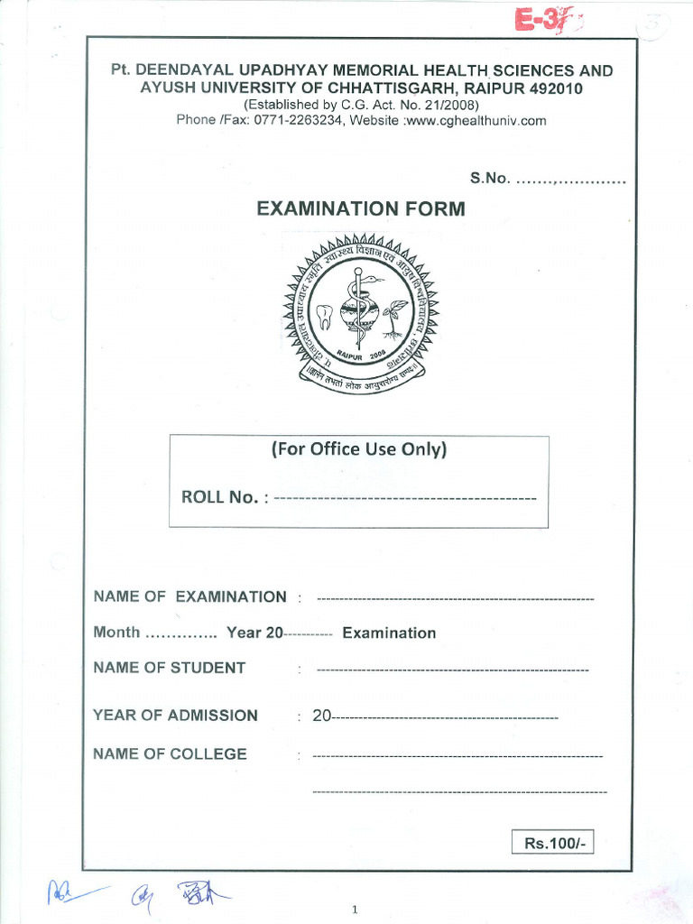 Examination Form | PDF