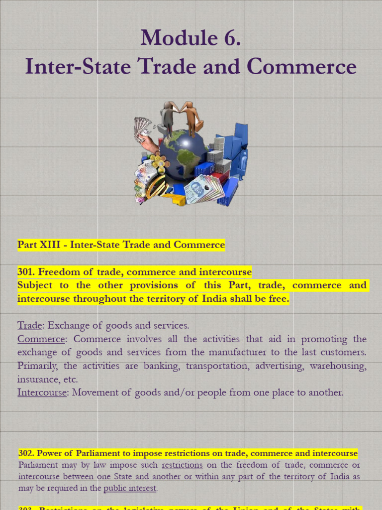 Inter-State Trade and Commerce in India | PDF | Taxes | Act Of Parliament