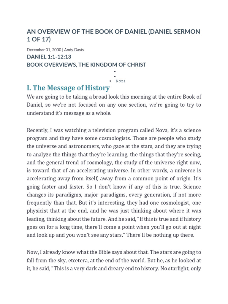 An Overview of The Book of Daniel | PDF | Shadrach, Meshach, And ...