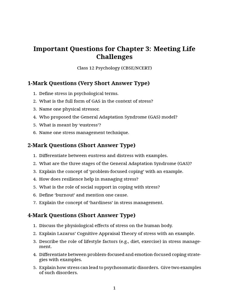 Chapter 3 Meeting Life Hy | PDF | Stress (Biology) | Psychological ...