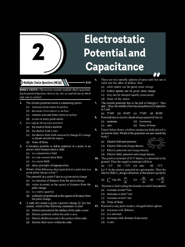 Electrostatic Potential and Capacitance | PDF