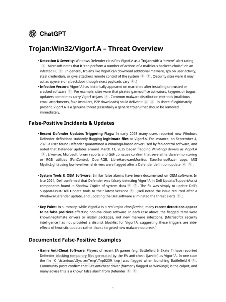 Vigorf.A Trojan: Threats & False Positives | PDF | Malware | Antivirus ...
