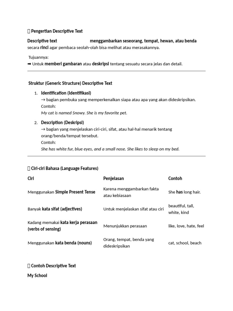 Pengertian dan Ciri Descriptive Text | PDF