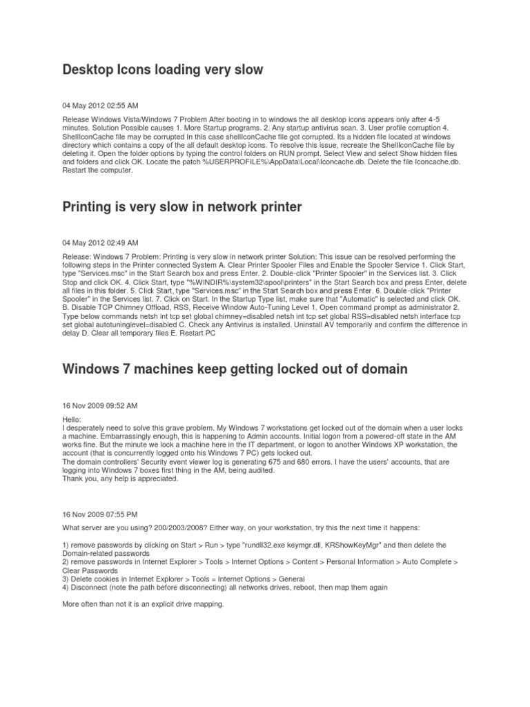 Desktop Icons Loading Very Slow | Download Free PDF | Windows 7 | Booting