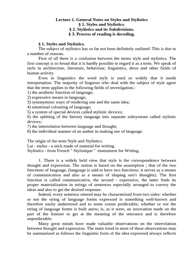 Overview of Styles and Stylistics | PDF | Semantics | Slang