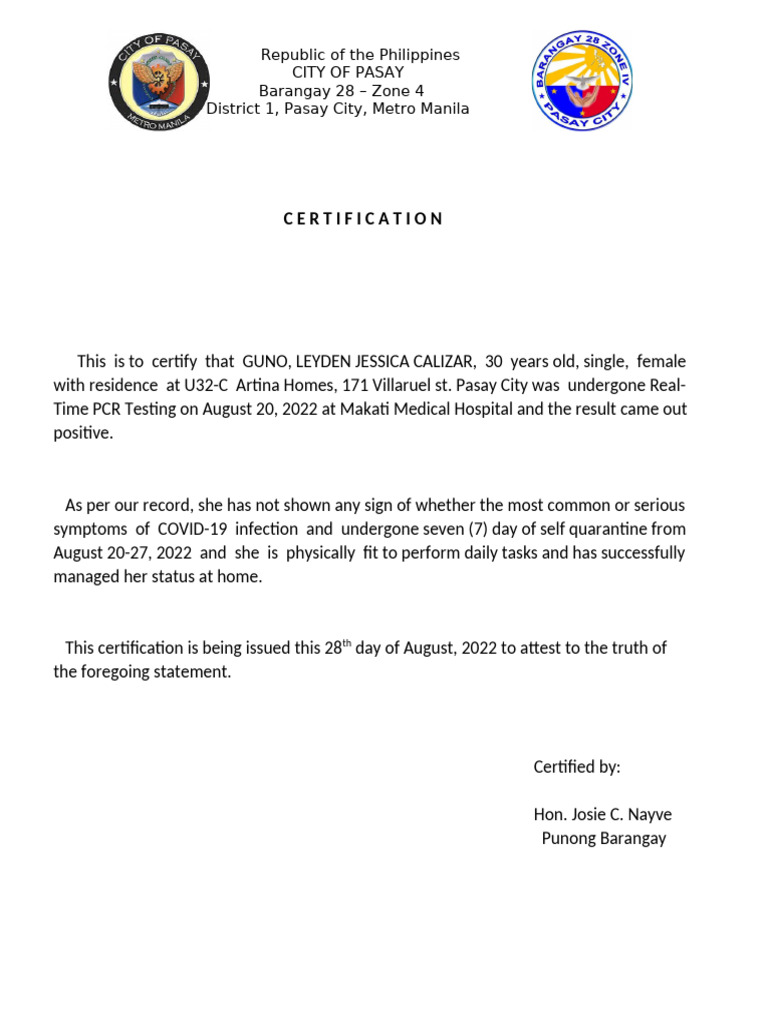 Fit To Work Certification | PDF