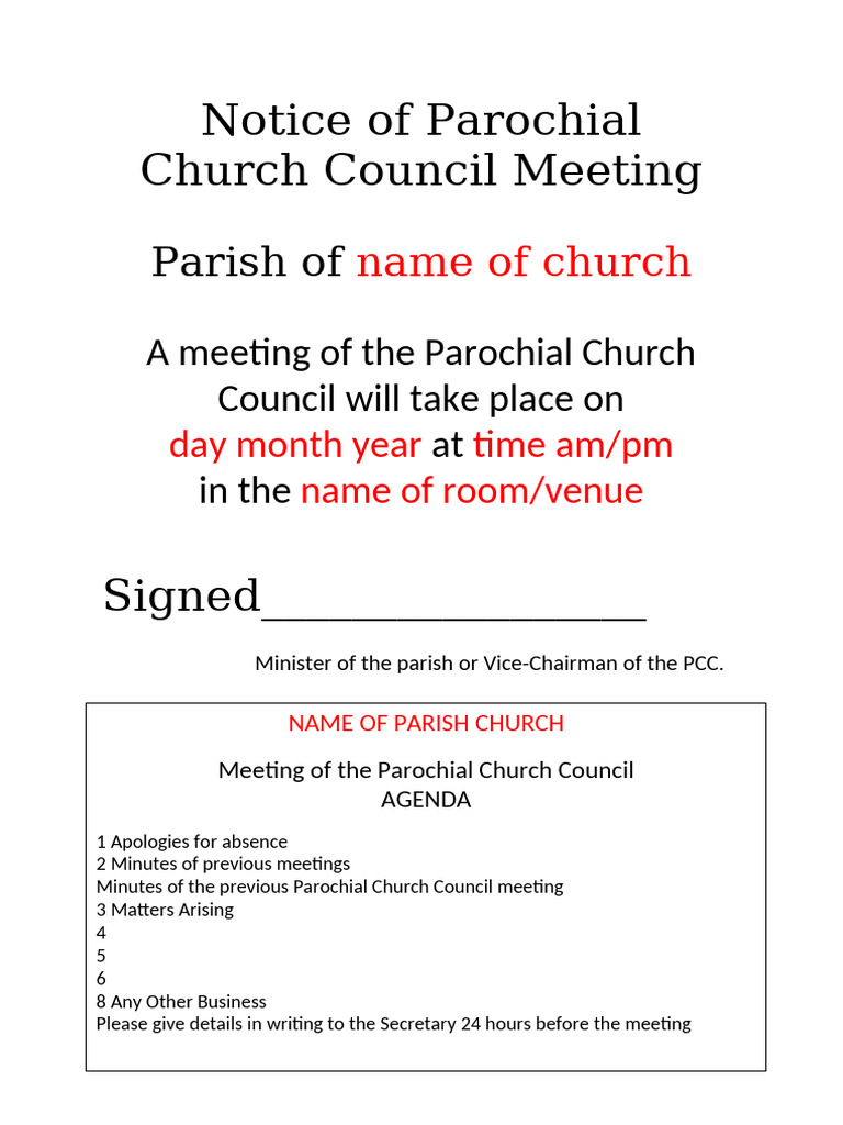 Parochial Church Council Meeting Notice | PDF