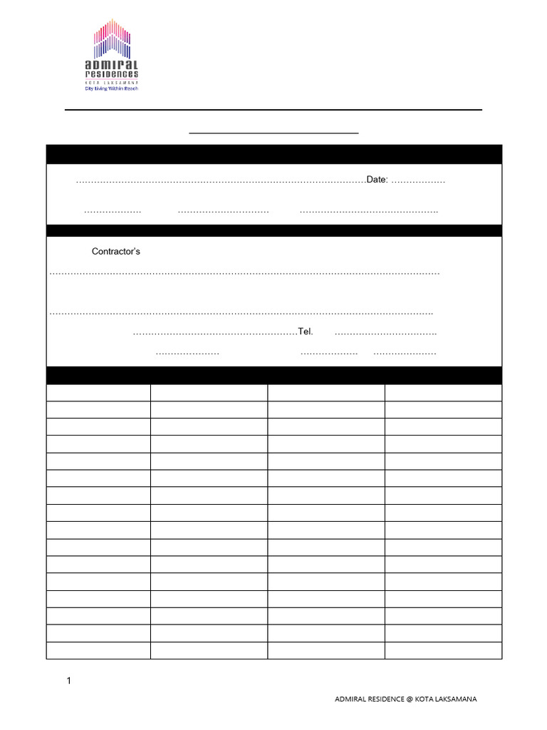 Admiral Residences Renovation Form | PDF | Banks