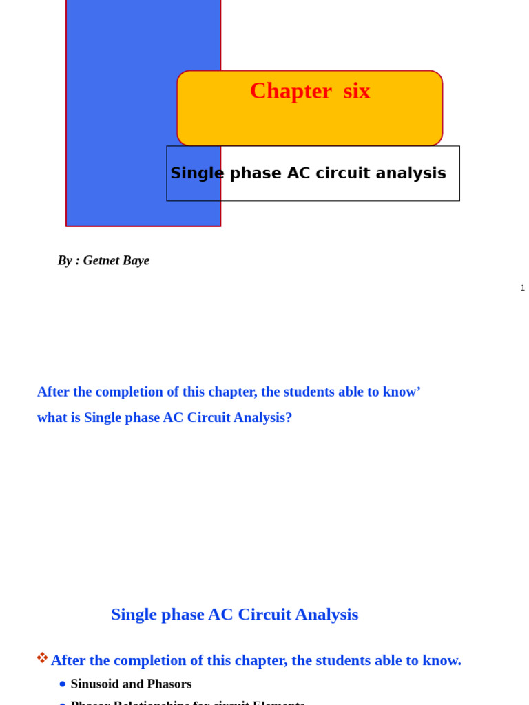 Single Phase AC Circuit Analysis Guide | PDF | Phase (Waves) | Sine Wave
